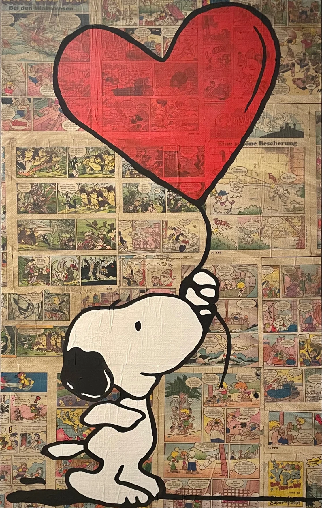 Snoopy, Love. Contemporary art acrylic painting on canvas, graffiti ...